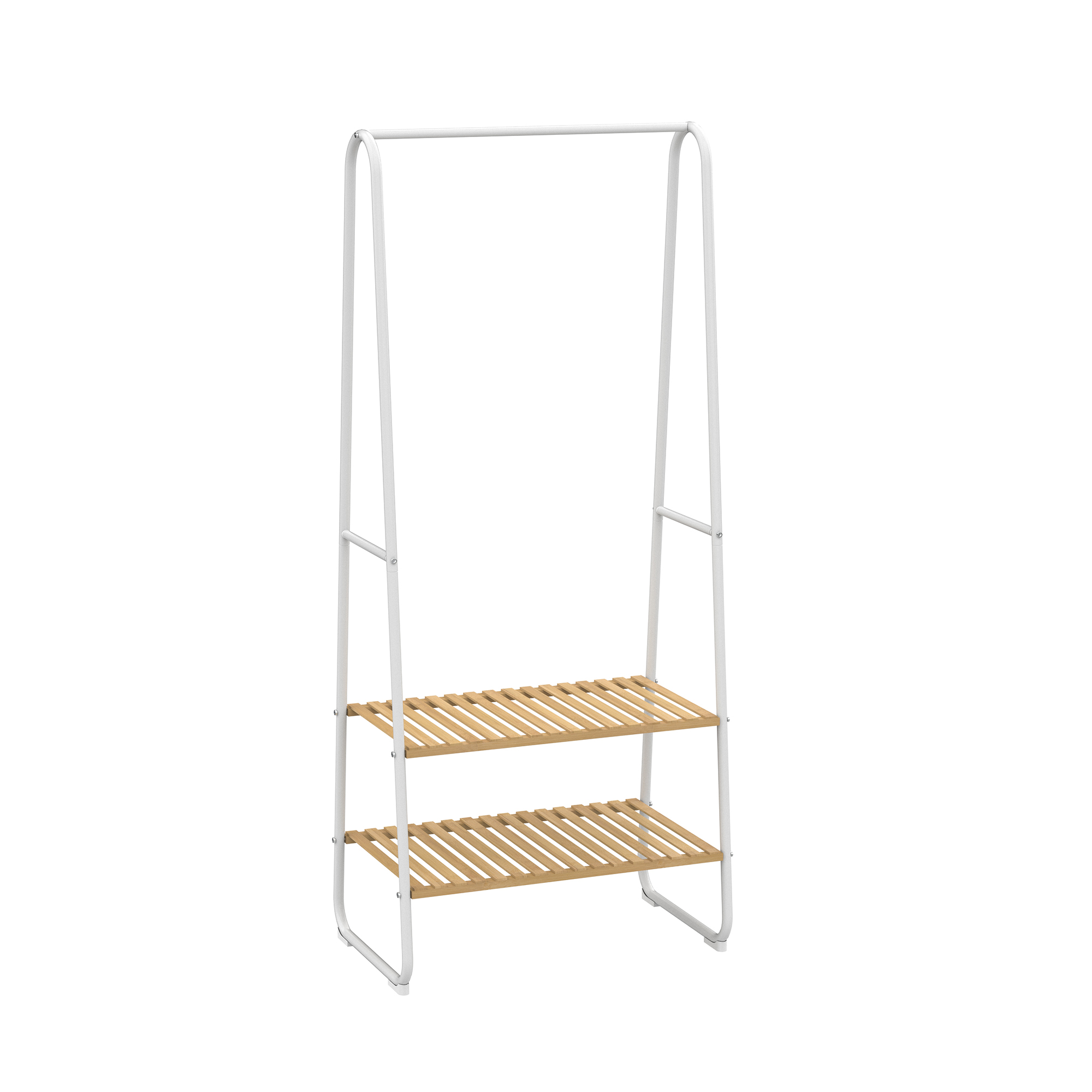 2-Tier Garment Rack with Bamboo Shelves,Garment Racks