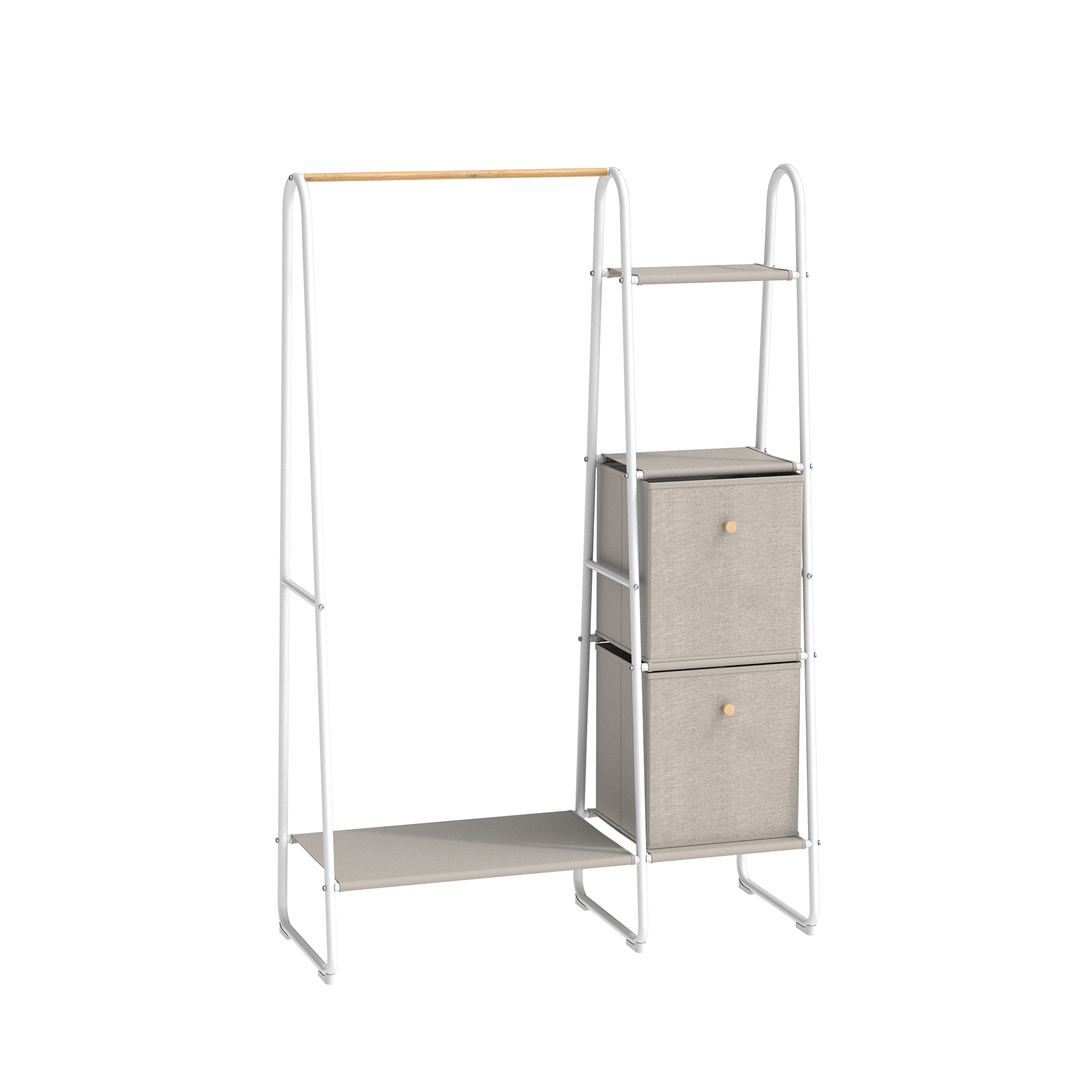 Double Metal Garment Rack with Fabric Shelves and 2 Drawers,Garment Racks