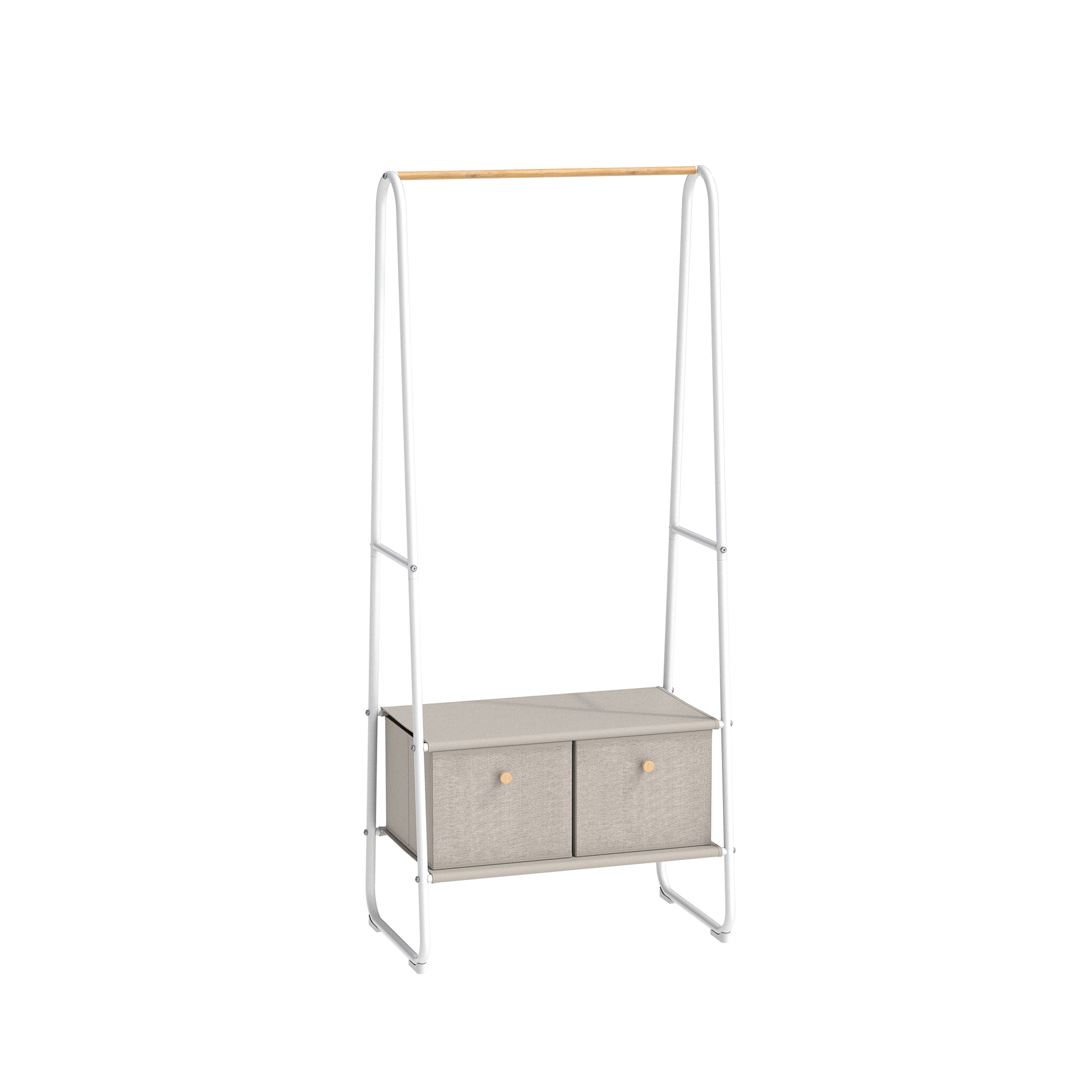 Singel Metal Garment Rack with Fabric Shelves and 2 Drawers,Garment Racks
